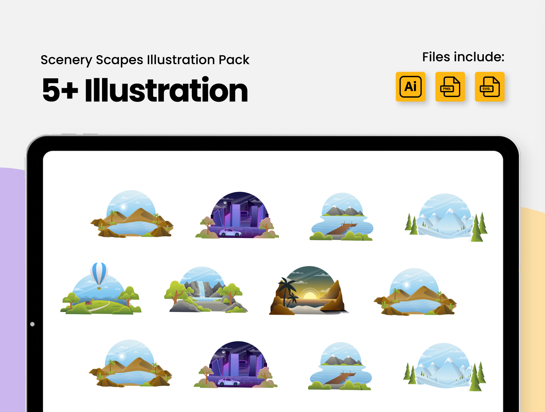 High-Quality SVG Scenery Scapes Illustration Pack